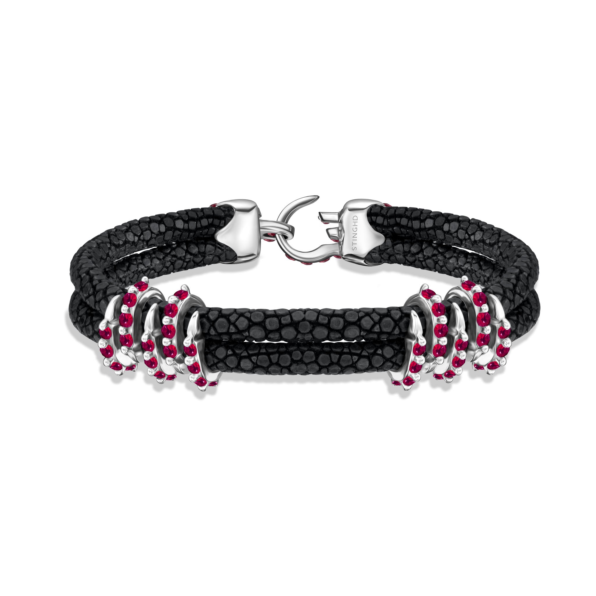 B453 Silver Black Stingray Ruby w/ Ruby Clasp – StingHD