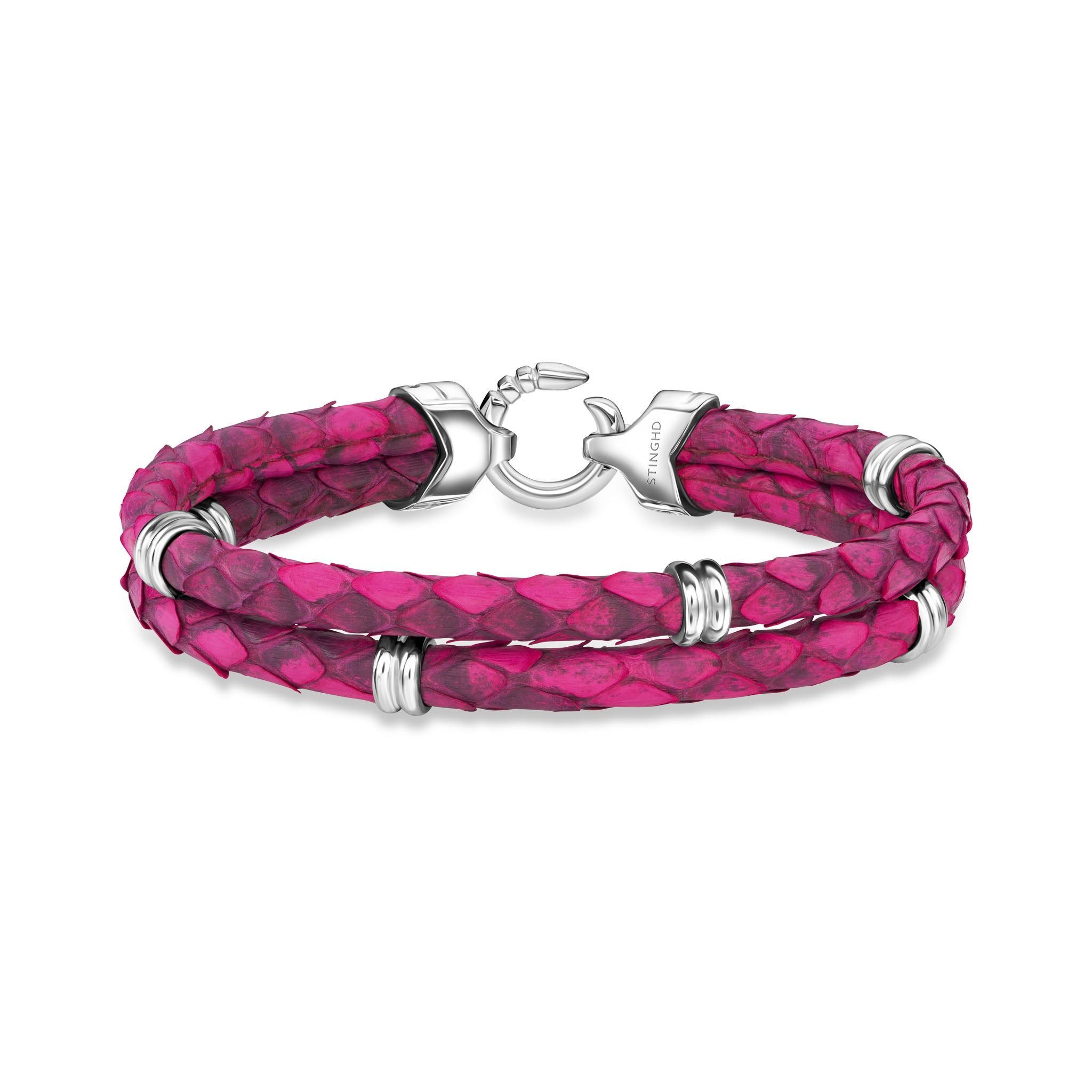 B425 Bold Pink Python with Silver Pendants – StingHD