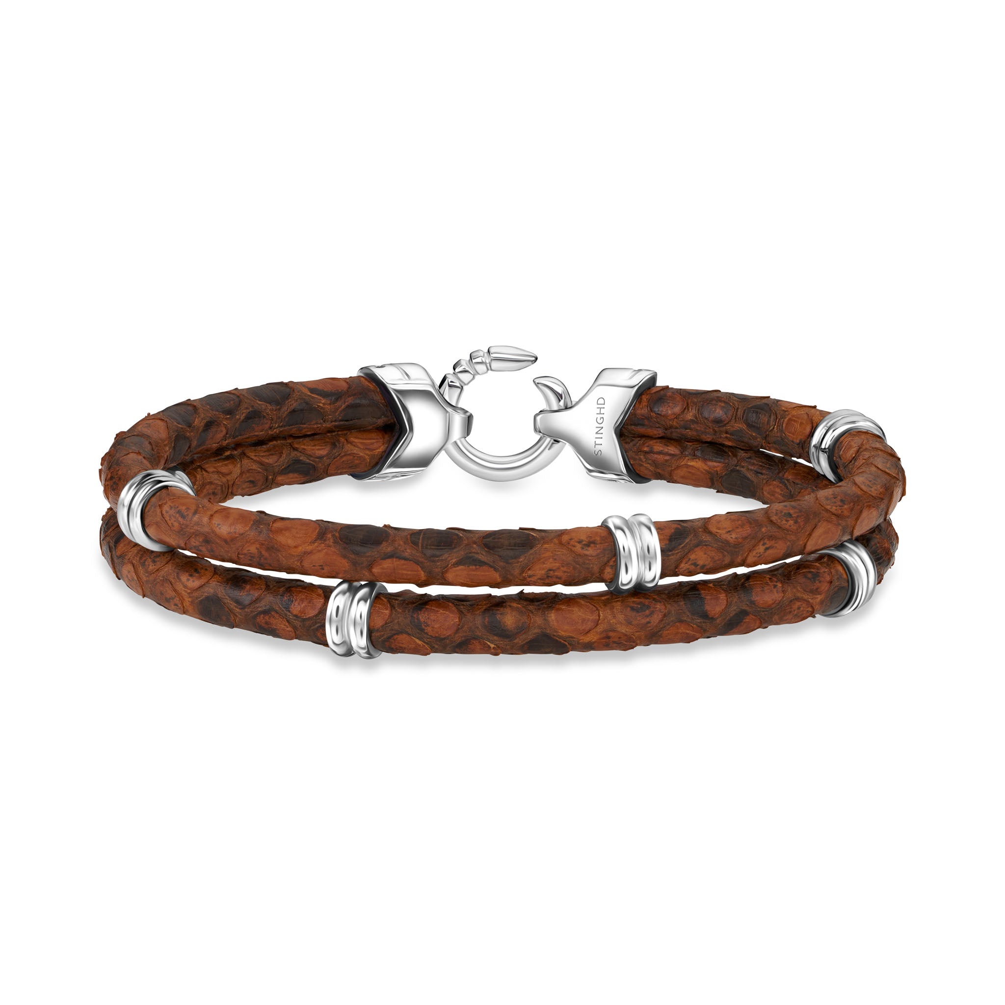 B425 Silver Pendants on Rich Brown Python – StingHD