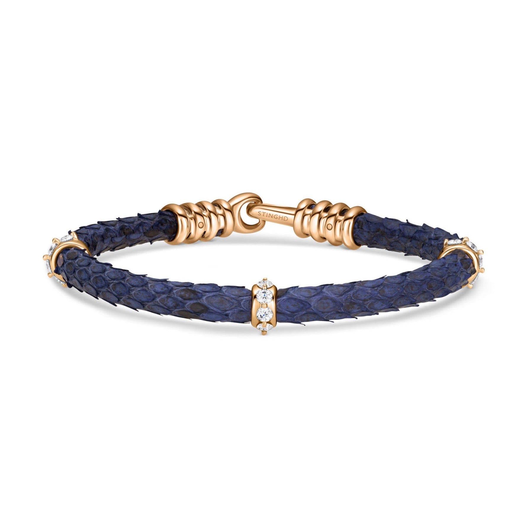 B425R Navy Python Rose Gold White Diamonds – StingHD