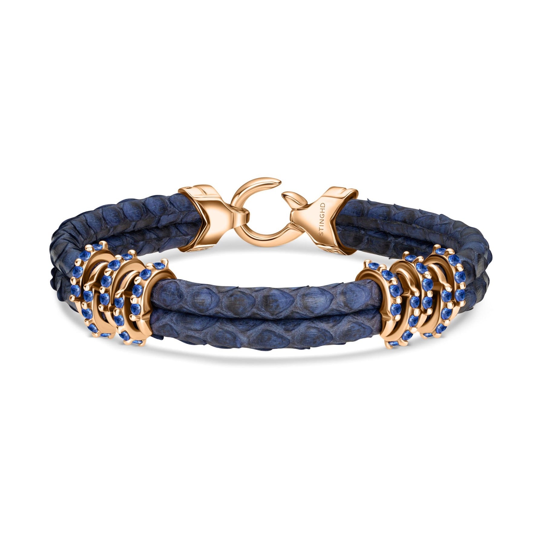 B453P Rose Gold with Sapphire on Navy Python – StingHD