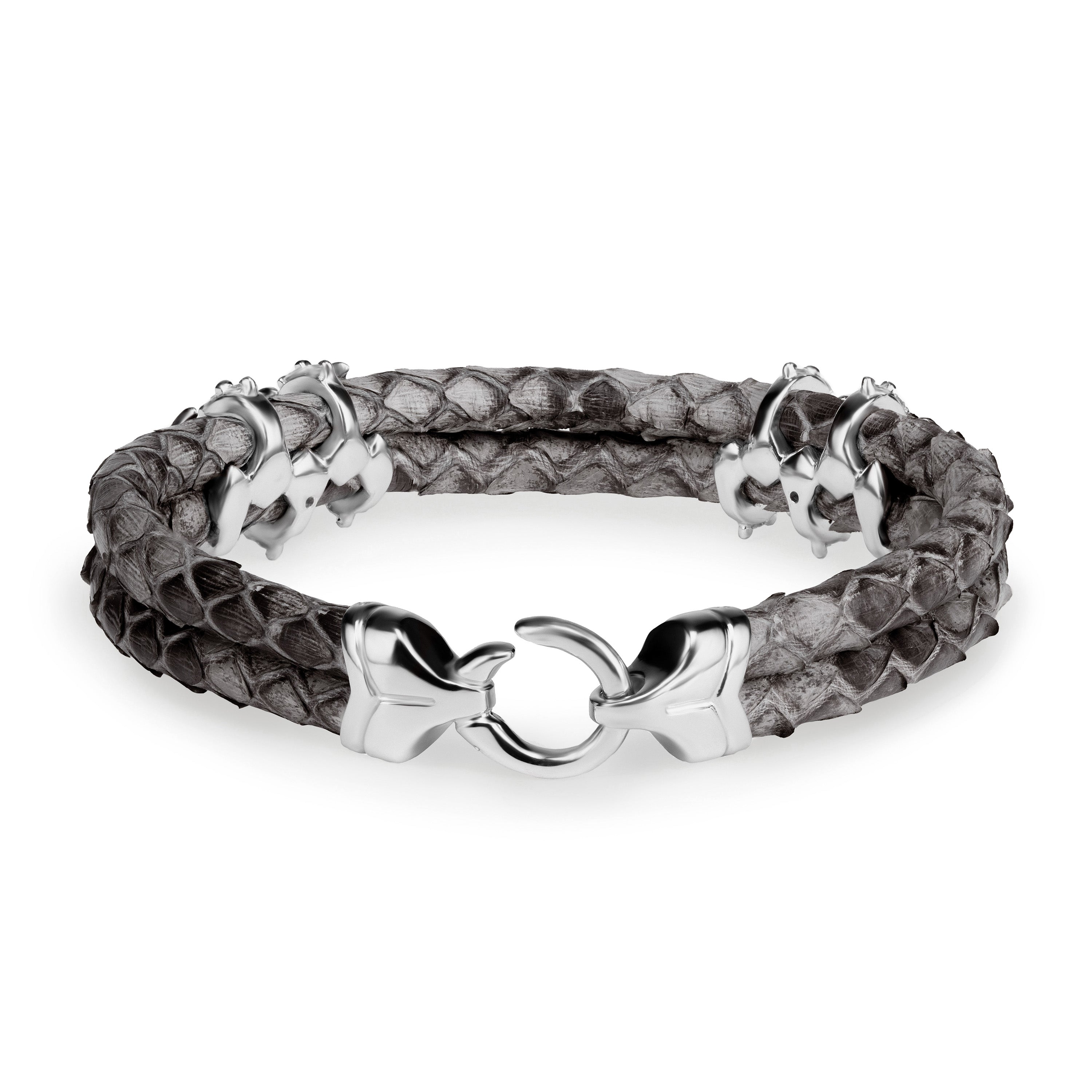 B453P White Gold & Diamond Grey Python Bracelet – StingHD